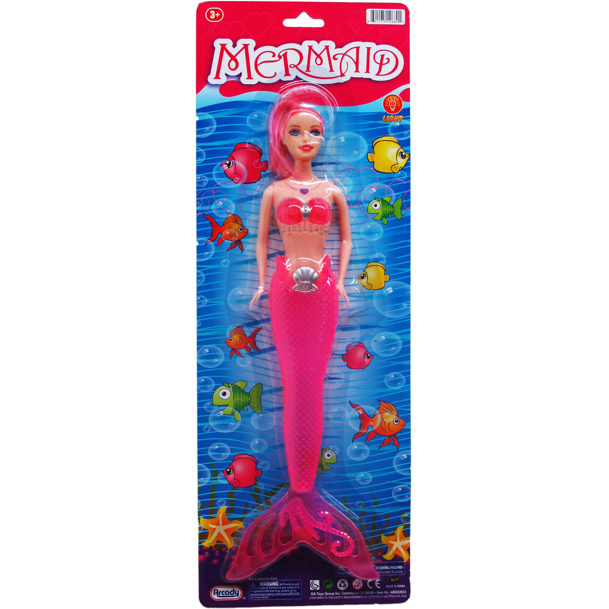 Wholesale Mermaid Dolls - Light, Pink, Plastic, 13.25"