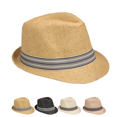 Bulk Fedora Hats - Assorted Neutral Colors, Straw - DollarDays