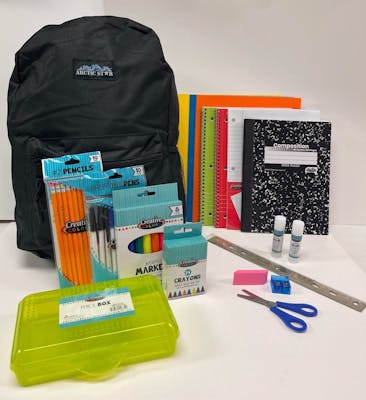 Wholesale 17" Backpacks with School Kits, Dark Blue- DollarDays