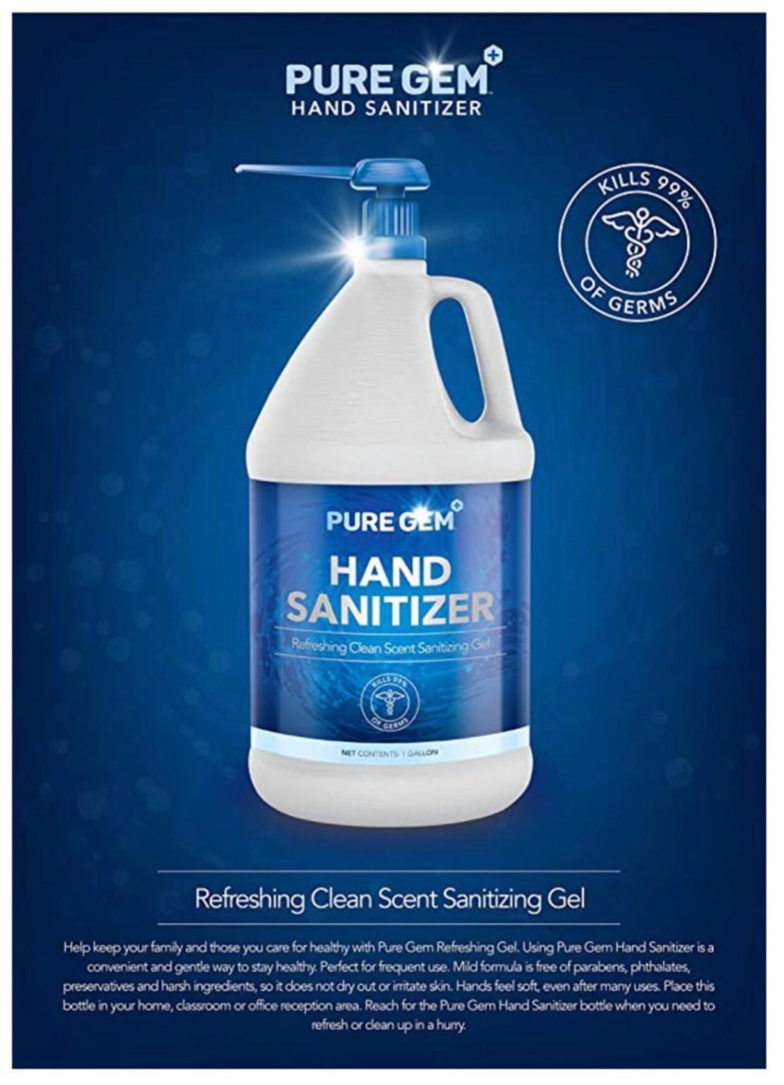 Wholesale Pure Gem Gallon 70% Alcohol Gel Hand Sanitizer