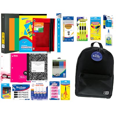 Wholesale Middle School Supply Kits with Black Backpack - DollarDays
