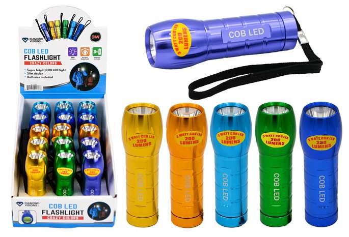 Wholesale COB LED Flashlight, Assorted Bright Colors - DollarDays