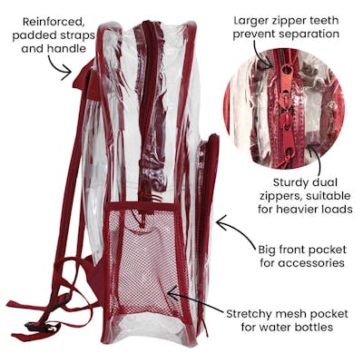 Wholesale Clear Backpacks, Assorted Trim, 17" | DollarDays