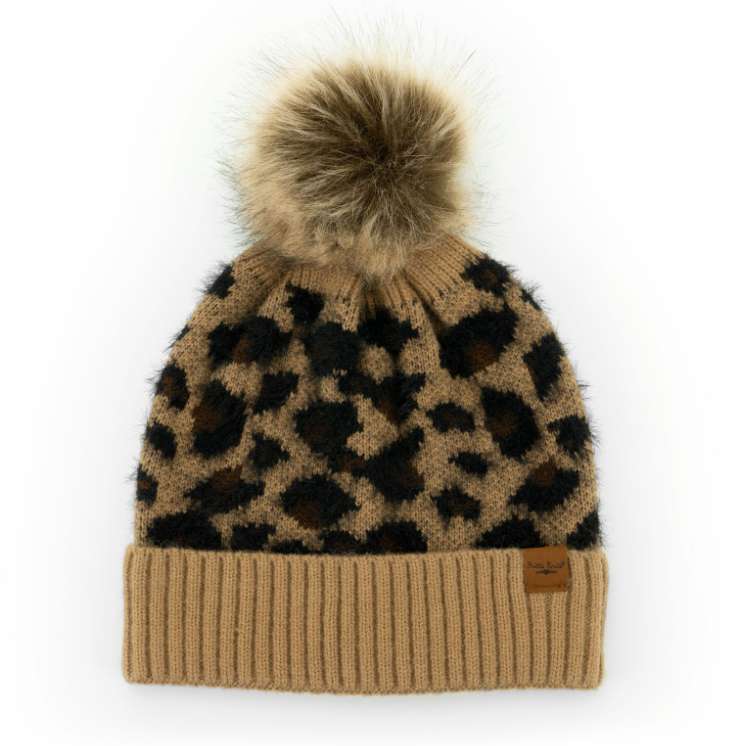 Wholesale Snow Leopard Pom Hats, Assorted, One Size