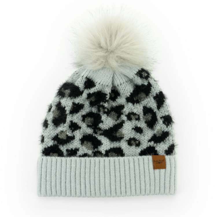 Wholesale Snow Leopard Pom Hats, Assorted, One Size