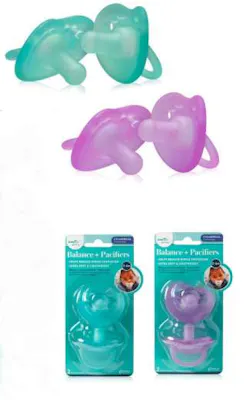 2pk Cylindrical Pacifiers, 0-6 Months