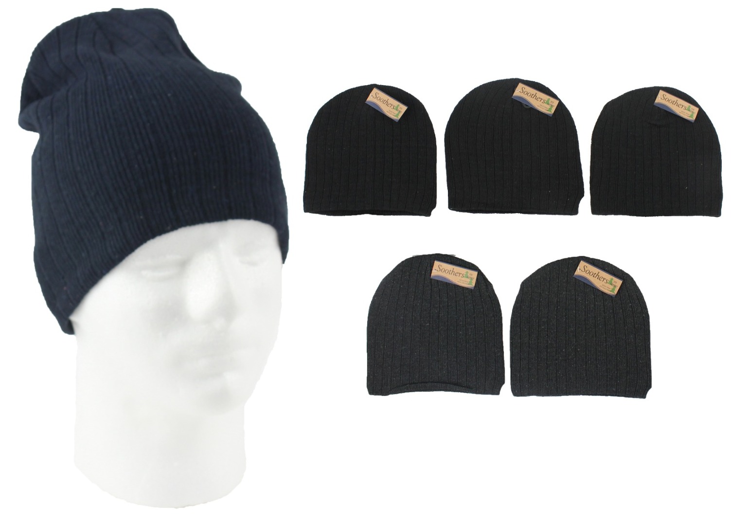 Bulk Beanies for Men - Assorted Colors, Knit
