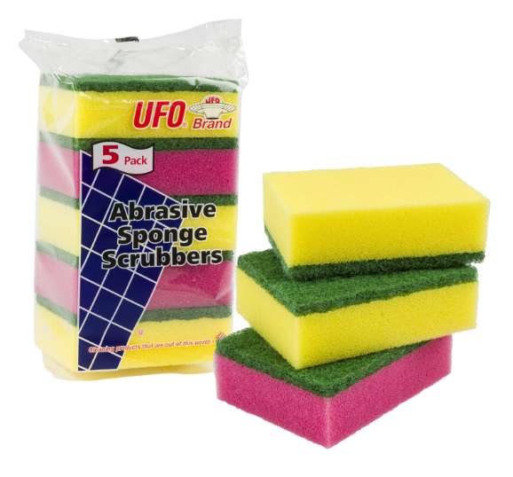 UFO Brand Abrasive Sponge Scrubbers, 5-Pack