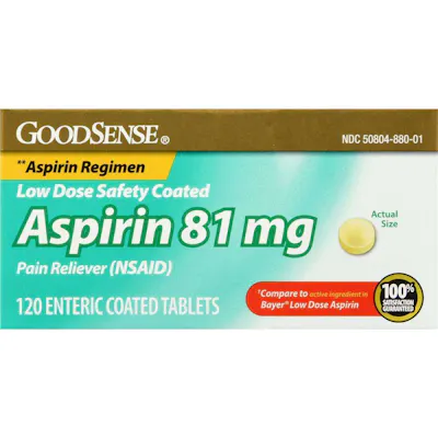 Bulk Aspirin Enteric Coated Tablets - 81 mg, 120 Pack - DollarDays