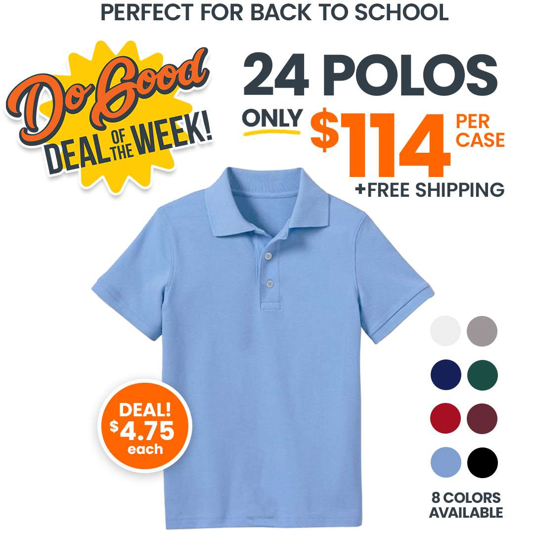 Wholesale S/S Lt. Blue Uniform Polos in Size Medium - Dollar Days
