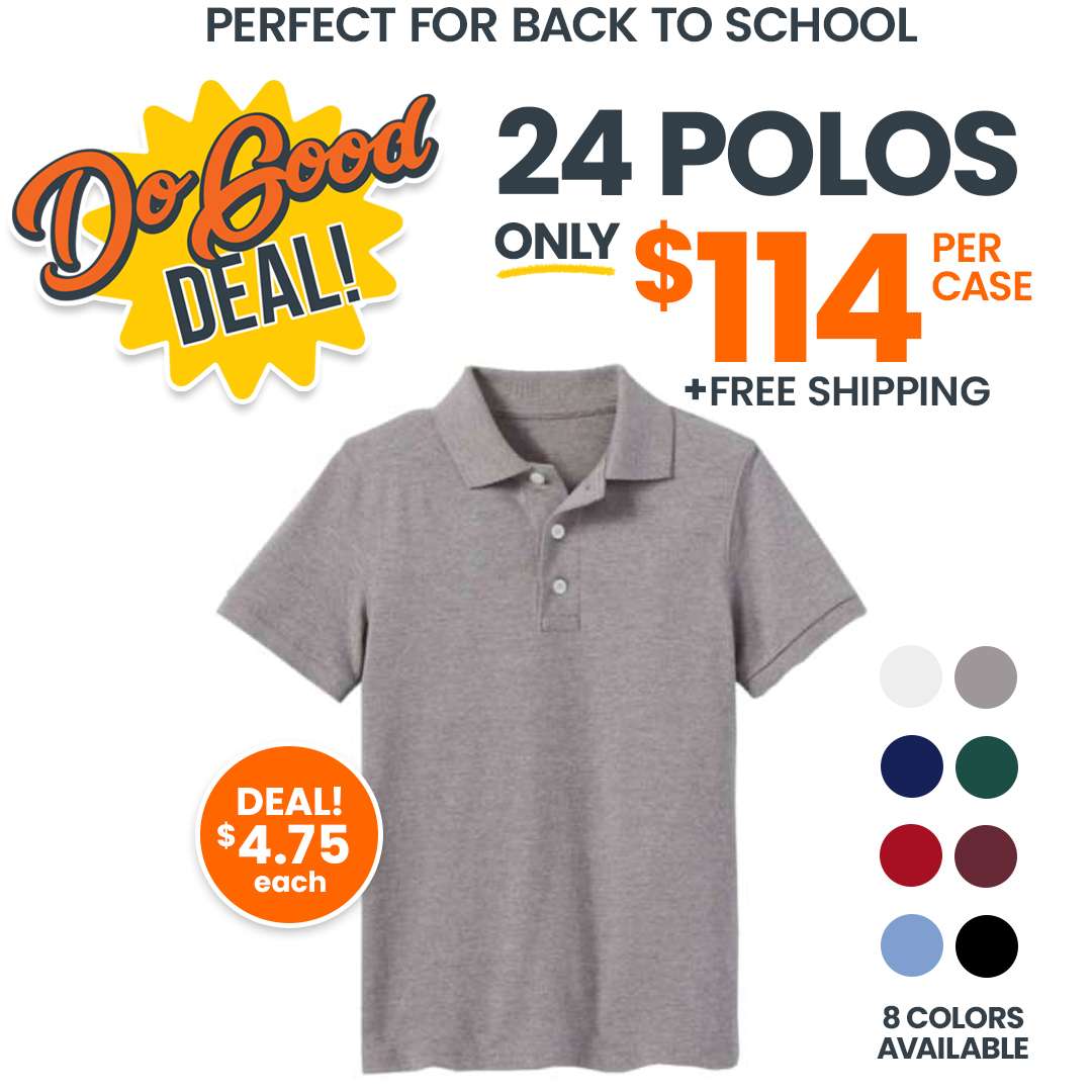 Wholesale S/S Grey Uniform Polos in Size Medium - DollarDays
