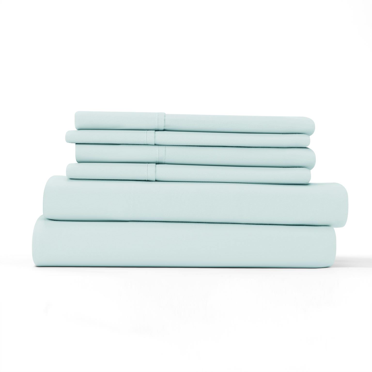 Bulk Microfiber Bed Sheet Sets - Double-Brushed, Twin, Aqua Bedding