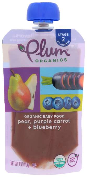 Plum Organics Baby Food - Blueberry Pear Carrot, 4 oz