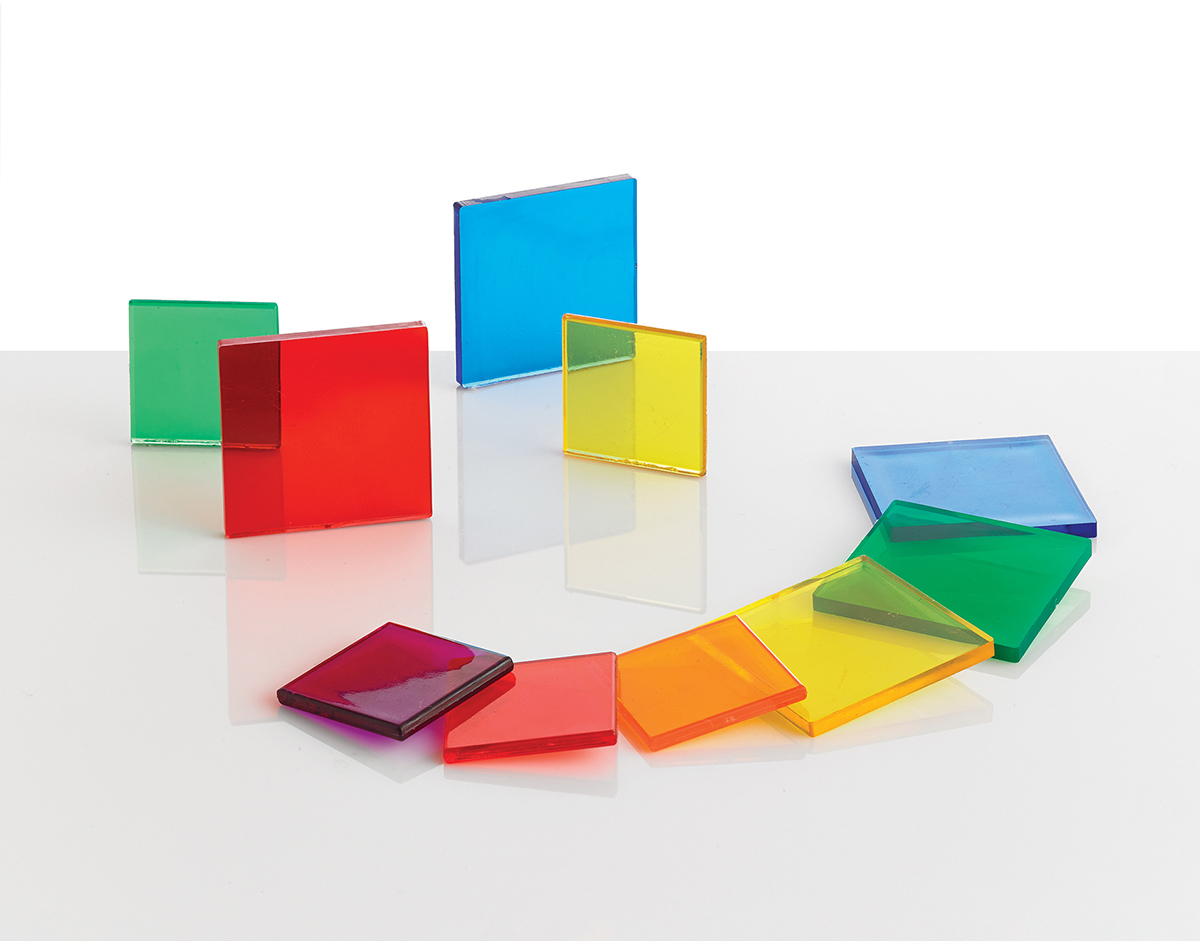 Bulk Transparent Square Tiles - 300 Pack, Assorted Colors