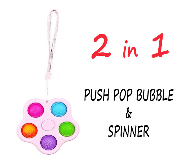 2-in-1 Push Pop Silicone Bubble and Spinner Fidget Toys - Pentagon