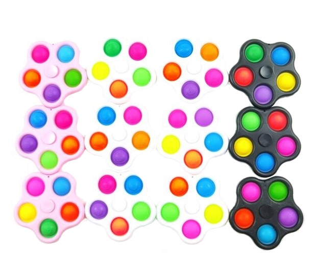 2-in-1 Push Pop Silicone Bubble and Spinner Fidget Toys - Pentagon