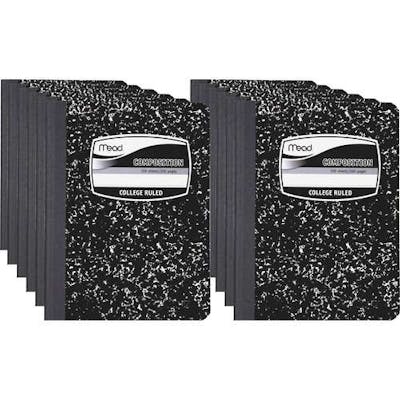 Bulk Mead Composition Notebooks - Black, College Ruled, 12 Pack