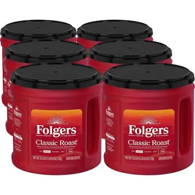 Bulk Folgers Ground Coffee - Classic, 6 Pk | Wholesale Coffee Cans