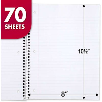 Bulk 1-Subject Wide-Ruled Notebooks, 70 Sheets, Red - DollarDays