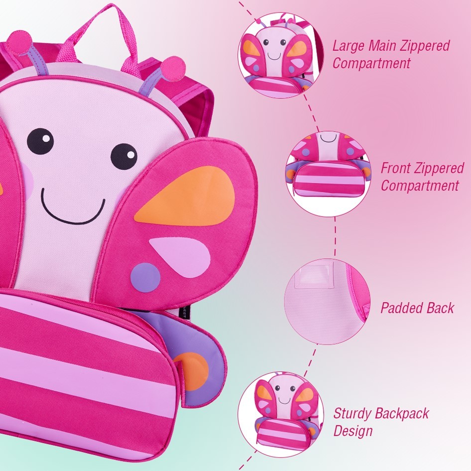Wholesale Children's Pink Butterfly Backpacks - Mesh, 12" - DollarDays
