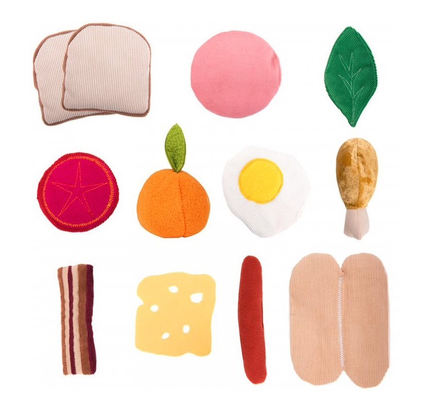 Wholesale Breakfast & Lunch Plush Food Sets, 12 Pieces