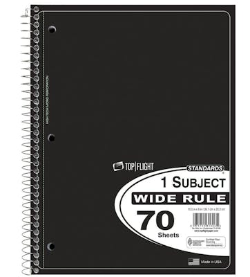 Wholesale 1 Subject Wide Ruled Spiral Notebooks,70 Sheets - DollarDays