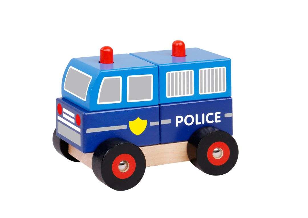 Bulk Police Car Building Blocks - Wooden Puzzle - DollarDays