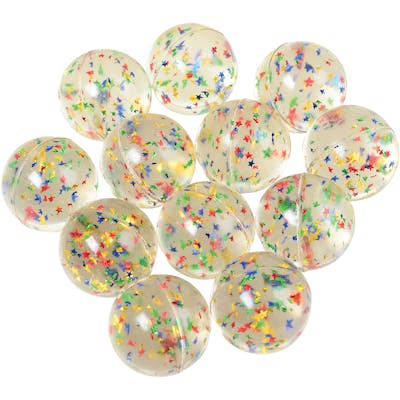 Bulk Glitter Star Bouncy Balls - 1 3/8" Dimension
